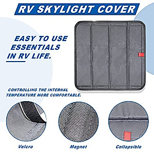 RVLAND RV Skylight Cover 16"x16" Foldable Magnet RV Blackout Ventilation Cover Camper Trailer Fan Vent Cover Waterproof Thickened Oxford Fabric (Grey)