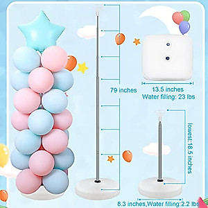 2 Set Balloon Column Kit for Floor, VETOGETHER 1-7 Feet Adjustable Balloon Columns Holder Stand Kit with Base, Tall Balloon Tower Stand Kit with Metal Pole, Ballon Pillars for Party Decorations