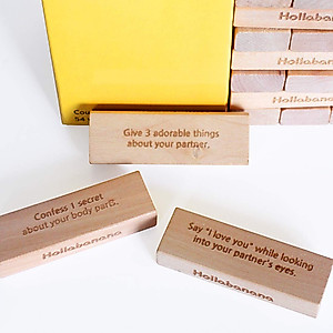 Holla Banana (O-ing [Tower]) Love & Naughty Stacking 54 Tower] [Wooden] [Block]s Funny Couple Game for Adults - with Truth or Dare Questions and Challenges