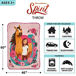 Franco Kids Bedding Super Soft Micro Raschel Throw, 46 in x 60 in, Spirit Riding Free