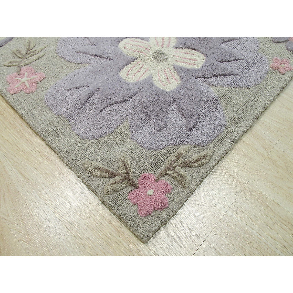 EORC T138GY5X8 Hand-Tufted Wool Kid's Butterfly Rug, 5' x 8', Gray