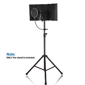 Microphone Stand, AGPTEK Wind Screen Bracket Stand with Adjustable and Non-slip Tripod Base, Suit for Large Microphone Isolation Shield (Black)