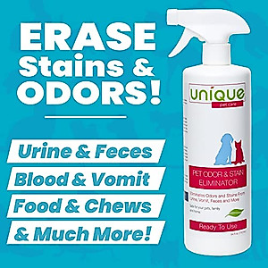 Unique Pet Odor and Stain Eliminator - 24 oz. Ready-to-Use Liquid Spray - Bio-Enzymatic Formula Eliminates Old and New Pet Odor and Pet Stains