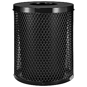 Global Industrial Thermoplastic Coated Mesh Receptacle w/Flat Lid, 36 Gallon, Black