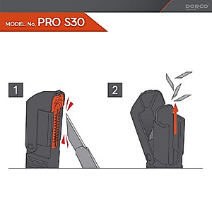 DORCO Professional Quality Utility Box Cutter Knife Storage Case w/Tip Snapper - Included 10 Small 30° Tip Carbon Steel Blades, 9mm