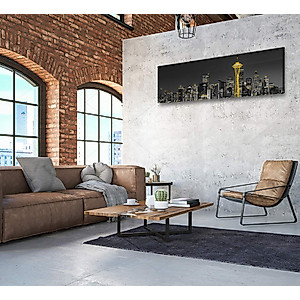 Seattle Wall Art Canvas - 14"X48" Washington DC Wall Art Decor Architecture Posters Black and White Seattle Skyline City Decorations for Bedroom modern Framed City Landscape Office,Living Room