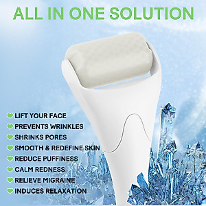Fronnor Ice Roller for Face,Eyes,Women Gifts Idea,Therapeutic Cooling to Tighten Brighten Complexion and Reduce Wrinkles,Massager Under Eye Puffiness,Migraine and Pain Relidf (White)