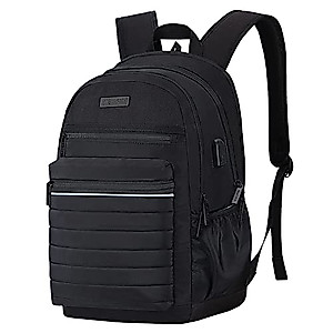KEOFID Anti-thief travel laptop backpack with USB charging port for men and women,school bookbag for college girls and boys,(Full black)