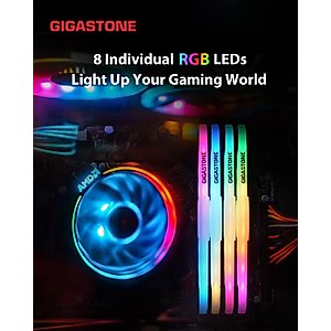 【RGB DDR4 RAM】 GIGSASTONE Game PRO 32GB Kit (2x16GB) DDR4-3200MHz PC4-25600 CL16-20-20-40 Intel XMP 2.0 AMD Ryzen 1.35V UDIMM 288 Pin Unbuffered Non ECC High Performance Gaming Desktop Memory - White