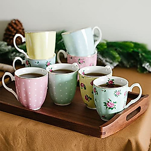 BTaT- Royal Coffee Mugs, 12 oz, Set of 8, Floral Mugs, Porcelain Bone China, Tea Mug, Coffee Cups, Coffee Mug Set, Large Coffee Mugs, Coffee Cups Set, Mugs for Coffee, Tea Cups