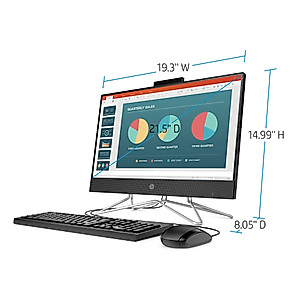 HP 2022 Newest 22-inch FHD IPS Touchscreen All-in-One Desktop Computer - Dual-Core AMD Ryzen 3 3250U - 12GB DDR4 RAM-256GB SSD - DVD-RW - WiFi Bluetooth - Windows 10 Pro - Black w/RATZK 32GB USB