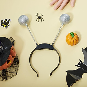 JOYIN 3 Pack LED Silver Martian Antenna Headband, Light UP Alien Headbands Head Bopper Balls, Glowing Martian Headbands Set, Alien Headpiece, Party Halloween Costume Accessories Party Favor