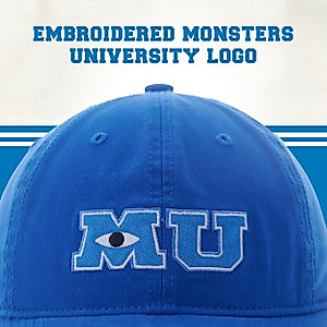 Disney Pixar Monsters Inc Monsters University Baseball Cap, Adjustable Hook and Loop Baseball Hat, Navy Blue