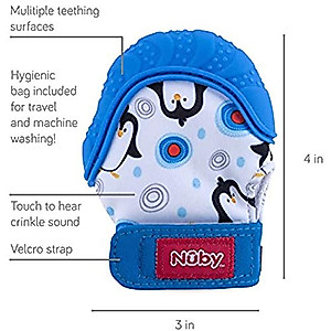 Nuby Soothing Teething Mitten (2 Count, Blue)