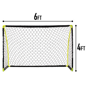 Franklin Sports Portable Soccer Goal - Kids Backyard Soccer Net - 6 x 4 Foot - All-Weather, Durable, Easy Storage - Blackhawk Goal