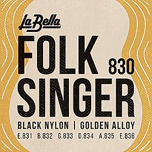 La Bella 830 Folksinger Black Nylon Golden Alloy Classical Guitar String