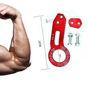 Heart Horse Rear Tow Towing Hook for Universal Car, JDM Bumper Quick Release Auto Trailer Ring Aluminum Alloy, Improved Wiredrawing Anodizing (Red)