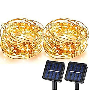 MagicPro Solar String Lights, 100 LEDs Starry String Lights, Copper Wire Solar Lights Ambiance Lighting for Outdoor, Gardens, Homes, Dancing, Christmas Party 2 Pack