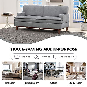 EBELLO 75” Soft Luxury Corduroy Fabric Sofa, Small 3 Seat Sofa for Living Room with Padded Seat, Overstuffed Backrest, Solid Wood Frame Small Sofa for Small Space, Apartment, Grey