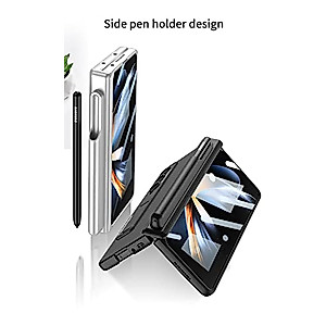 SHIEID Samsung Z Fold 3 Case, Galaxy Z Fold 3 Case with Hinge Protection S Pen Holder Kickstand & Built in Screen Protector Case Cover Fit Samsung Galaxy Z Fold3 Case, Champagne Gold