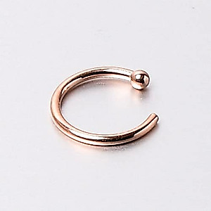 Body Candy Unisex Adult Solid 14k Rose Gold Nose Stud Hoop 5/16" 18 Gauge Body Piercing