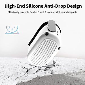 Woocon [3in1] Shell Front Face Protector Cover for Oculus Quest 2 Accessories,VR-2 Waterproof Silicone Face Cover Pad and Protective Lens Cover Anti Scratch Anti Dust Anti Shock VR-2 Case(White)