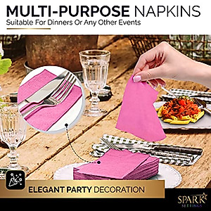 Dinner Napkins Disposable Guest Towels, Pink Beverage Napkins Soft and Absorbent Paper Napkins Dinner Size for Party, Wedding, 8” x 4.5” 2 Ply Party Napkins, Pack of 40 - by Amcrate