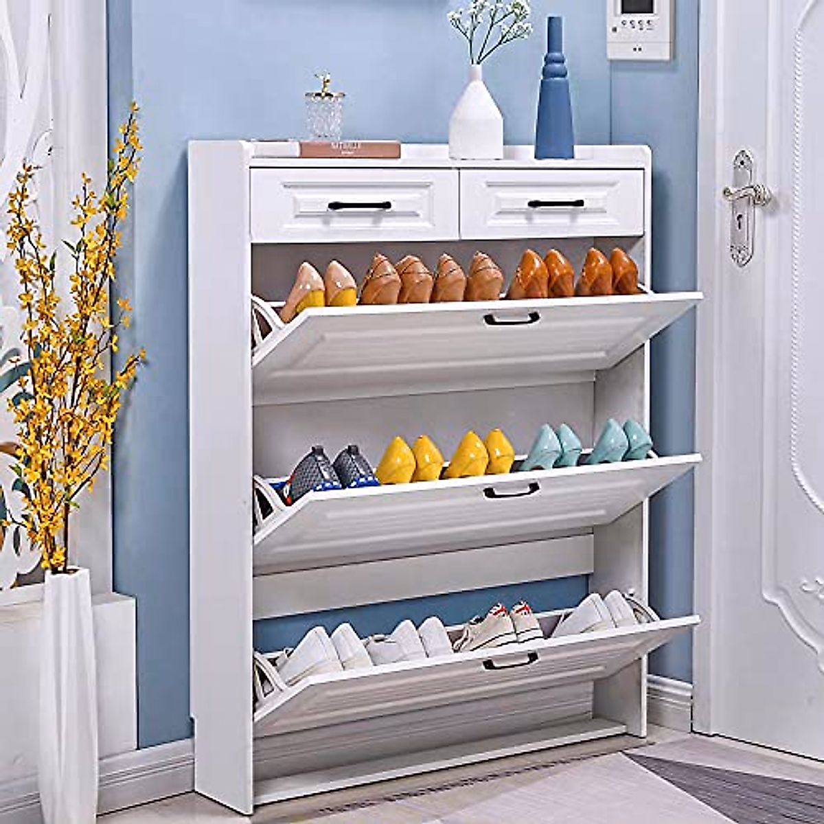 1 Pair Shoe Cabinet Shelf Home Plastic Hollowed Two Layers Rack Shoes Drawer Cabinet Hinges for Shoes Rack, Shelf, Cabinet