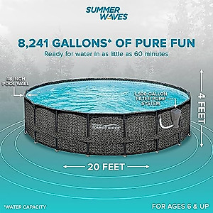 Summer Waves 20 x 4 Foot Outdoor Round Frame Above Ground Swimming Pool Set with Filter Pump, Pool Cover, Ladder, Ground Cloth, and Maintenance Kit