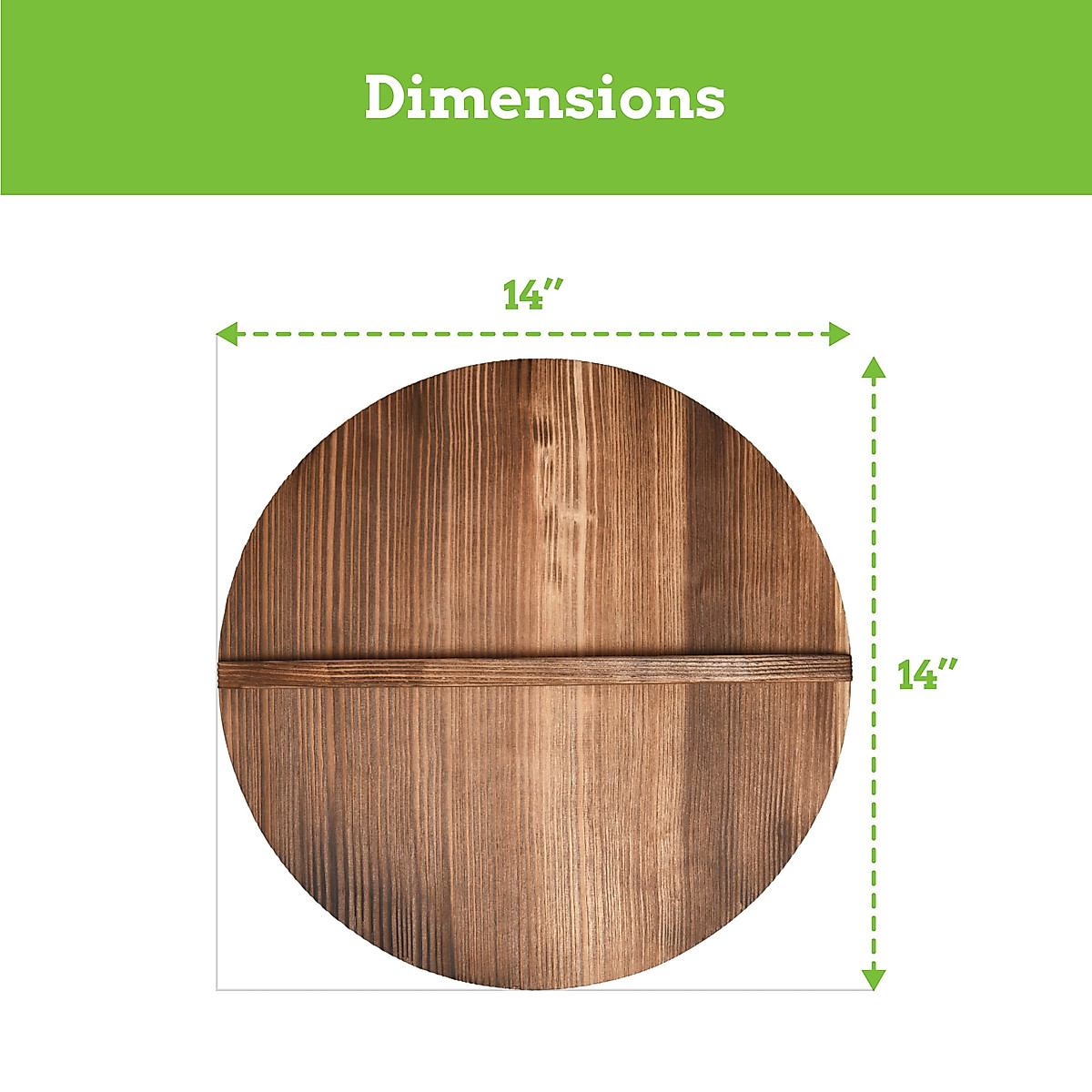 Nourished Essentials Wok Pan Wooden Lid - Cooking Pot Wood Cover - Enhance Your Cooking Experience with Versatile and Durable Pan Lid - Kitchen Accessory - Brown - 1.6''x14''x14''