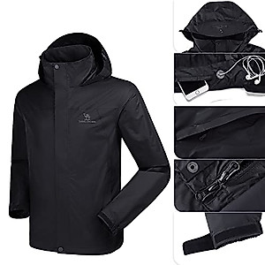 CAMEL CROWN Men's Lightweight Rain Jacket Waterproof Raincoat Windbreaker Hooded Active Outdoor Shell Jacket for Hiking Work (New Black, XXL)
