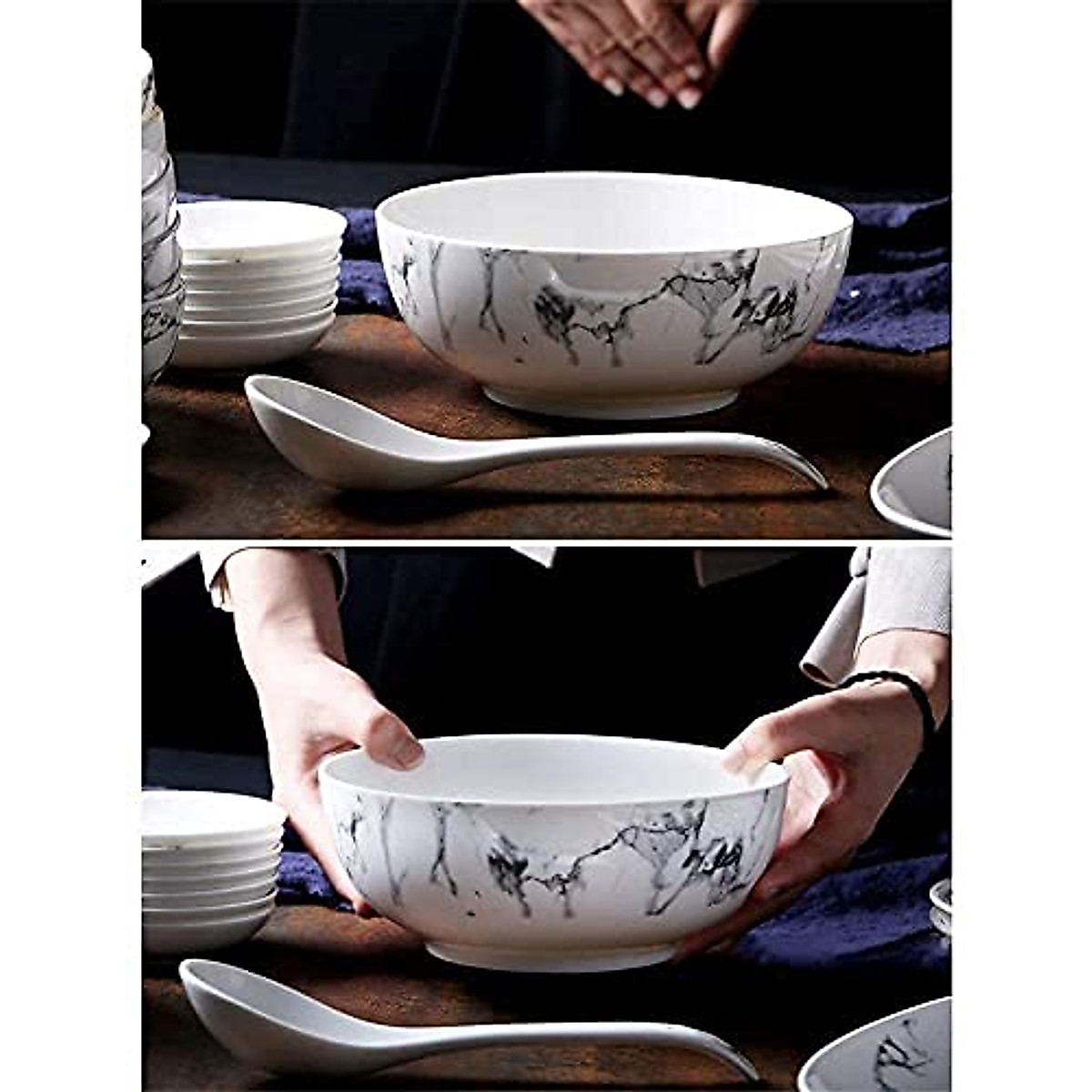 GagalU Dinner SetsDinnerware Set for Home or Special Restaurant, 55PCS Chinese Style Bone China Dinnerware Set Household Phnom Penh Ceramic Bowl Dishes Plate Service for 10