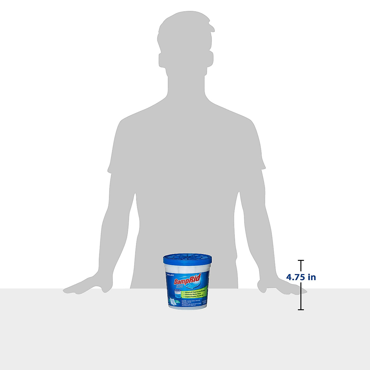 DampRid Pure Linen Refillable Absorber-10.5oz Traps Moisture for Fresher, Cleaner Air, 10.5oz cups - 4 pack, Blue, 4 Count