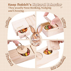 SoulThink Interactive Wooden Rabbit Toys - Sniff n' Snack Rabbit Treats Bunny Toys, Enrichment Rabbit Toy for Boredom, Better Than Snuffle Mat for Small Animals, Hamsters, Guinea Pig (2 Sets)