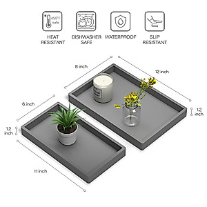 GOOD TO GOOD Silicone Bathroom Vanity Tray - Perfume Tray, Hand Towel Tray, Lotion Bottle Holder, Toilet Tank Tray, Liquid Soap Dispenser Tray - Bathroom and Kitchen Countertop Tray