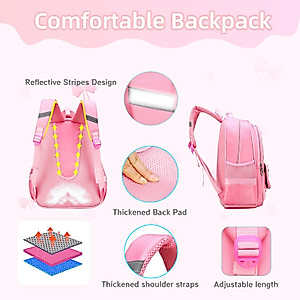 LANSHIYA 2Pcs Princess Bow Girls Backpack 2-Piece Elementary School Bag Kids School Travel Bag Set