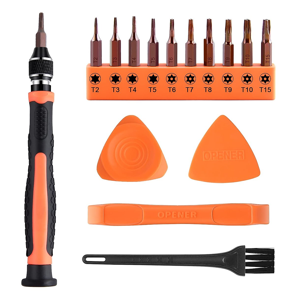 NEBURORA 10 in 1 Torx Screwdriver Set with T2 T3 T4 T5 T6 T7 T8 T9 T10 T15 Interchangeable Magnetic Torx Bit & Opening Tool,Torx Security screwdriver set for Phone/Mac/Computer/Xbox/PS4