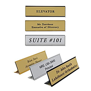 Name Plates for desks - Office Desk Name Plate Personalized with Desk or Wall Holder Customized Engraving 2x8