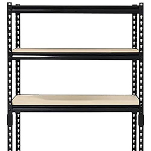 Juggernaut Storage 48" W x 24" D x 72" H Five-Shelf Steel Shelving Unit, 4000 lb Capacity, Black (SS4824-5BLK)