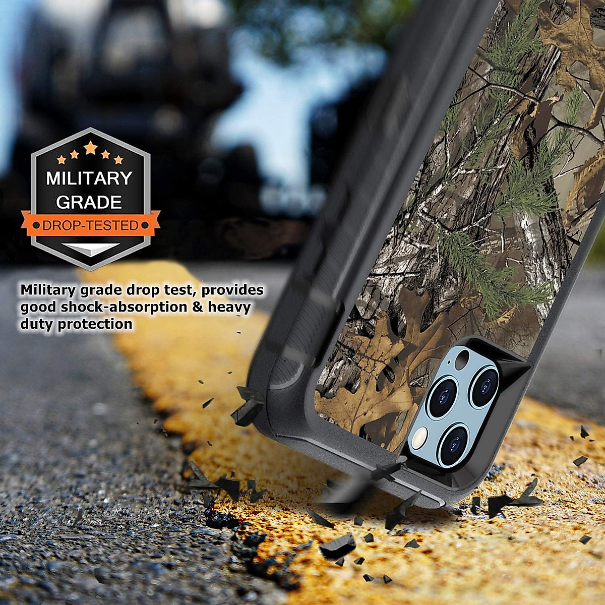 OTTARTAKS Compatible for iPhone 13 Pro Max Case with Screen Protector Heavy Duty Camo Design for Men Boys Shockproof Full-Body Protective Case for iPhone 13 Pro Max 6.7inch, Camouflage