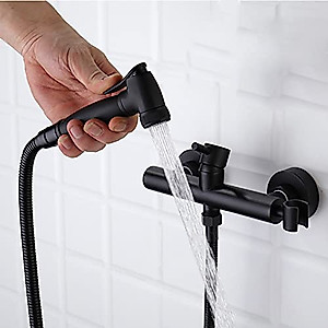 MINJING Toilet Shower Spray Mixer Set Black Multifunction Hot and Cold Wall Mounted Bidet Attachment Faucet Sprayer Kit for Toilet Bathroom Toilet Bidet Mixer Spray Kit