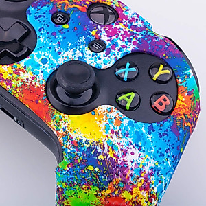 9CDeer Studded Protective Customize Transfer Printing Silicone Cover Skin Sleeve Case + 8 Thumb Grips Analog Caps for Xbox One/S/X Controller Paints Compatible with Official Stereo Headset
