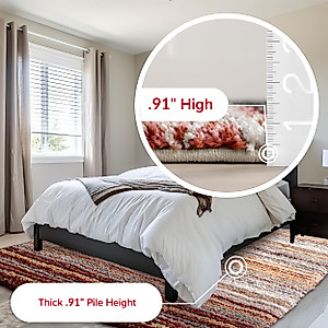 nuLOOM Drey Striped Shag Area Rug - 9x12 Shag Area Rug Casual Red Multi/Multicolor Rugs for Living Room Bedroom Dining Room Nursery