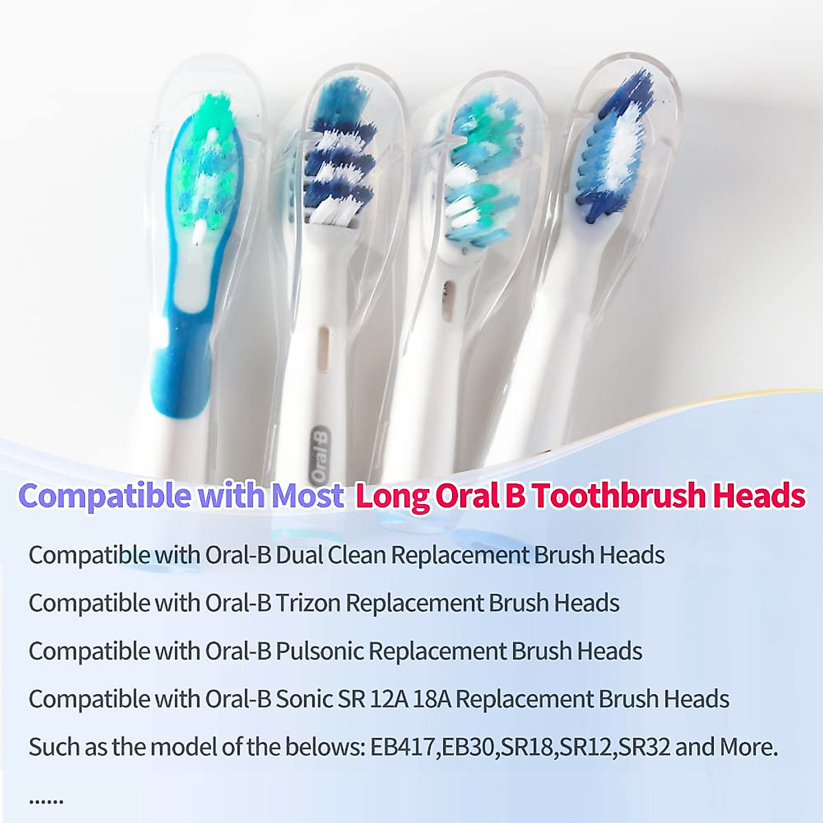 8Pcs Reusable Toothbrush Covers Compatible with Oral B Dual Clean Replacement Brush Heads and Trizon/Pulsonic/Sonic SR 12A 18A Replacement Brush Heads