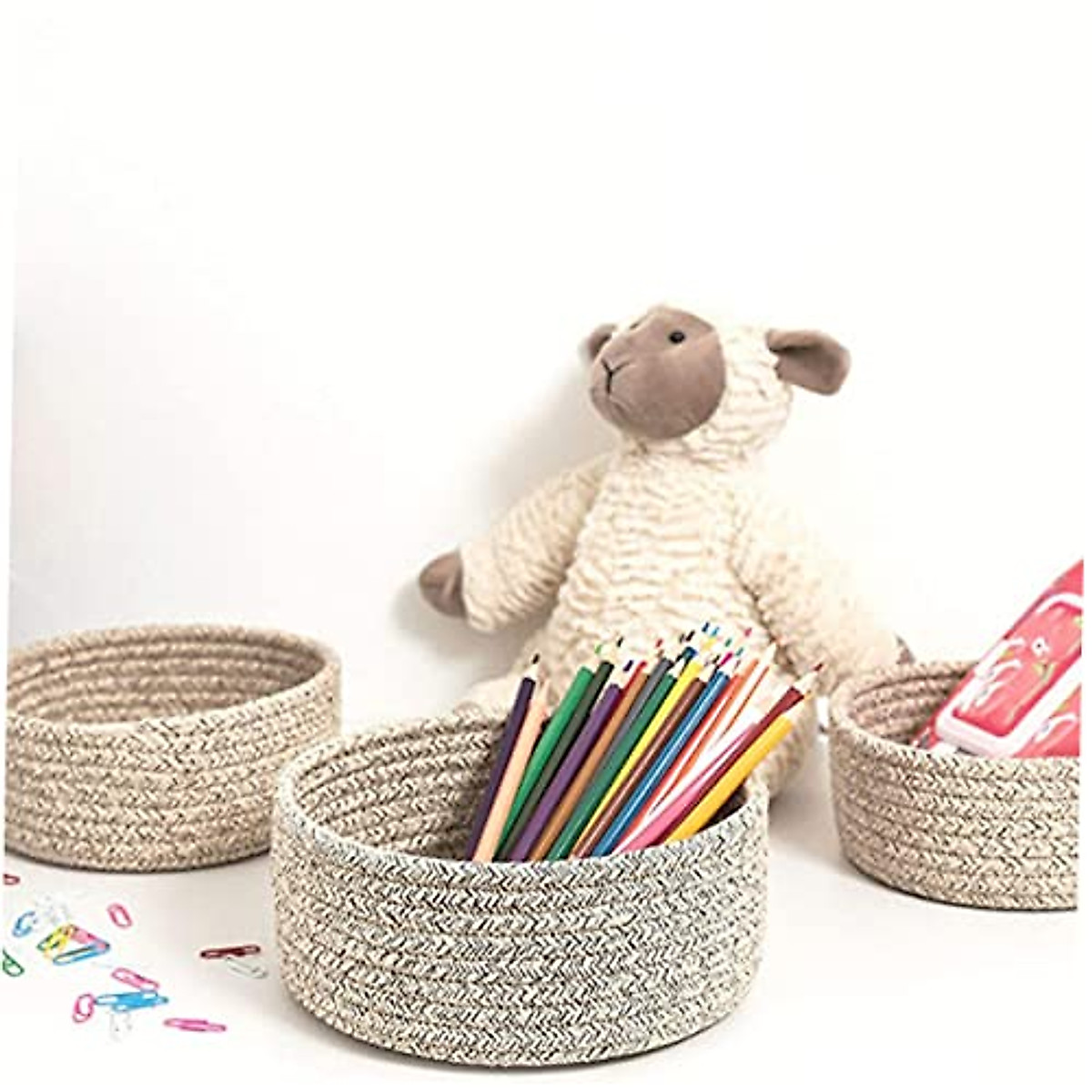 NUSITOU 3pcs Woven Storage Basket Storage Baskets Wicker Storage Bins Kids Storage Bins Woven Storage Organizer Flower Planter Basket Small Woven Baskets Woven Snacks Basket Manual