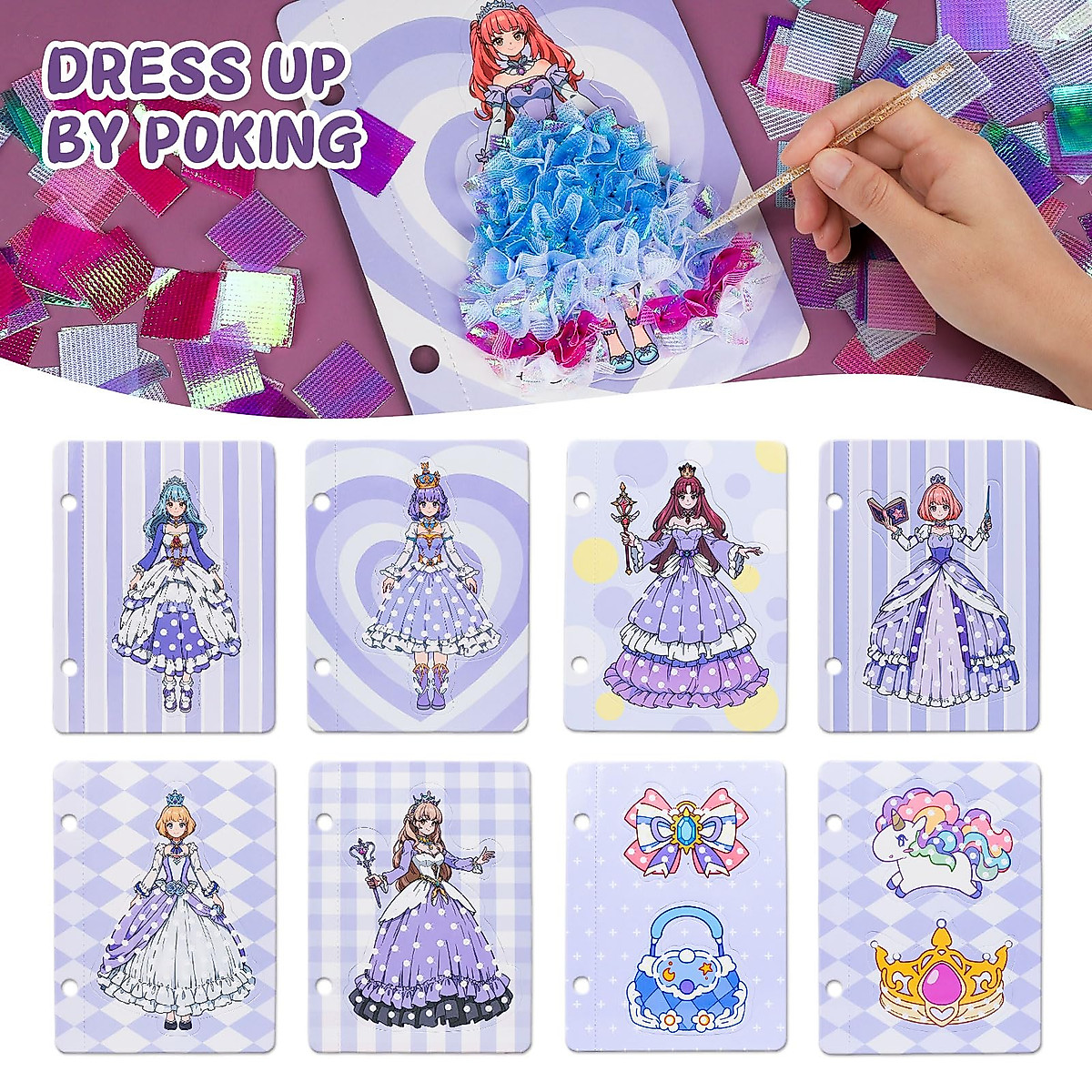 burgkidz Childhood Infinite Dream Hand-Painted, 4 in 1 Puzzle Poke Water Coloring Book with Stickers, Watercolor Painting, Poking, Creative Puzzle Puncture for Toddlers (Pink-2)