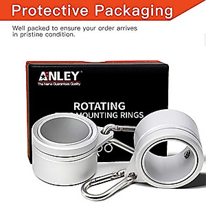 Anley 1.26" Aluminum Flagpole Mounting Rings Set - Anti Wrap 360° Rotatable Ring with Carabiners - Ideal for 1-1/4 Inch Diameter Flag Pole & Flag with 2 Grommets (Silver, Pack of 2)