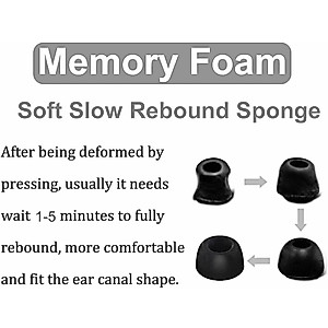 3 Pairs Memory Foam Elite 75T / Elite 3 / Elite 7 Pro Ear Tips Buds, Replacement Reduce Noise Comfortable Eartips Compatible with Jabra Elite 65T / Elite 7 Active/Elite 4 Active - S/M/L Black
