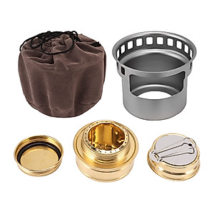 Alcohol Stove, Portable Aluminium Alloy Spirit Burner Easy to Hollow Bracket Sealing Ring with Storage Bag for Teapots(Grey)