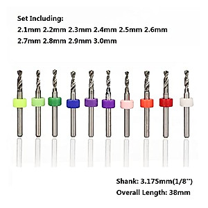 VIEUE Drill Bits PCB Drill Bits 10pcs 2.1-3.0mm 1/8" Shank Tungsten Carbide Gun Drill for PCB Printed Circuit Board Drilling Tools (Color : PCB2.65 10PCS)